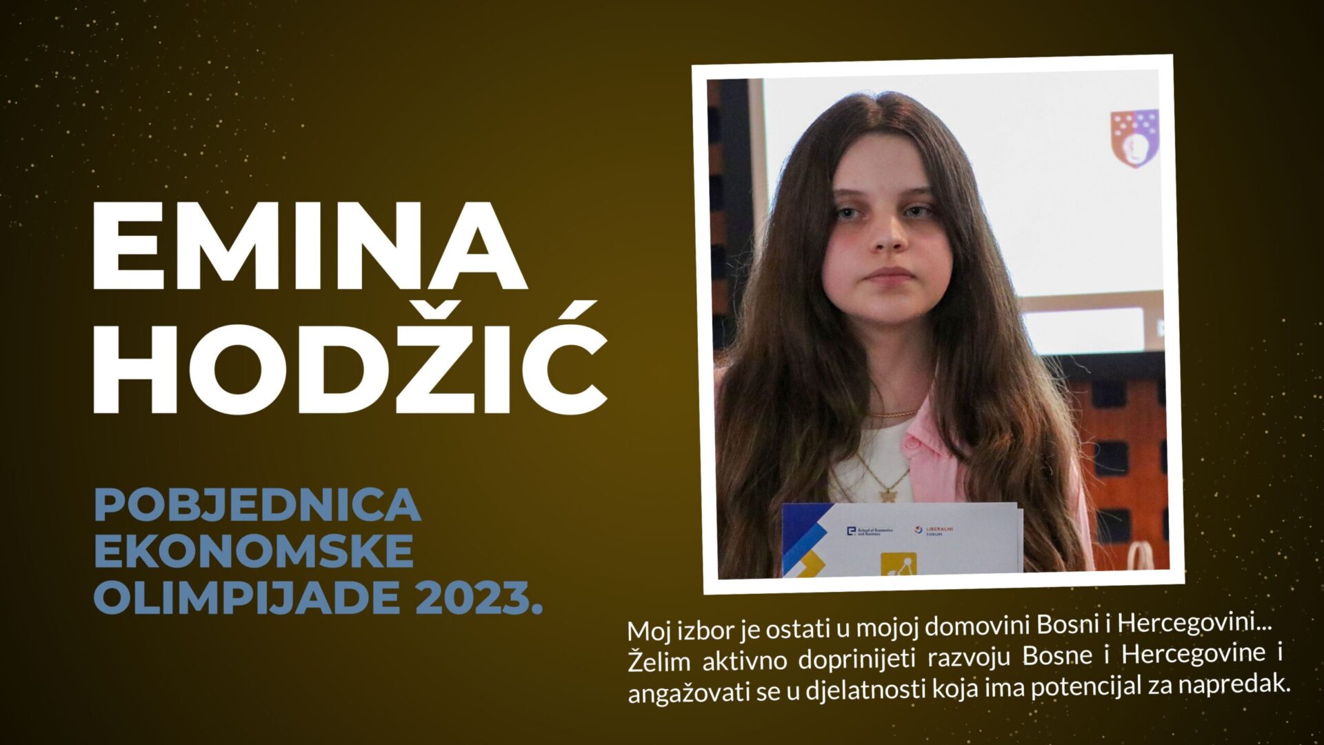 Ponos BiH / Intervju sa Eminom Hodžić iz Fojnice, pobjednicom Ekonomske olimpijade 2023 ...